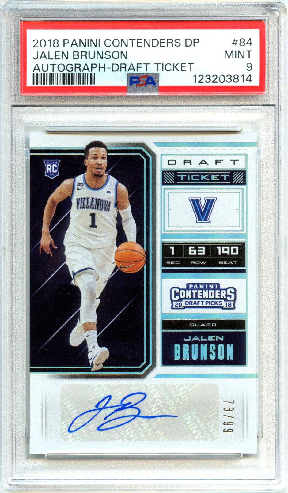 Jalen Brunson RC 2018 Panini Contenders Draft Ticket Rookie Auto SP 73 – CardCollector2