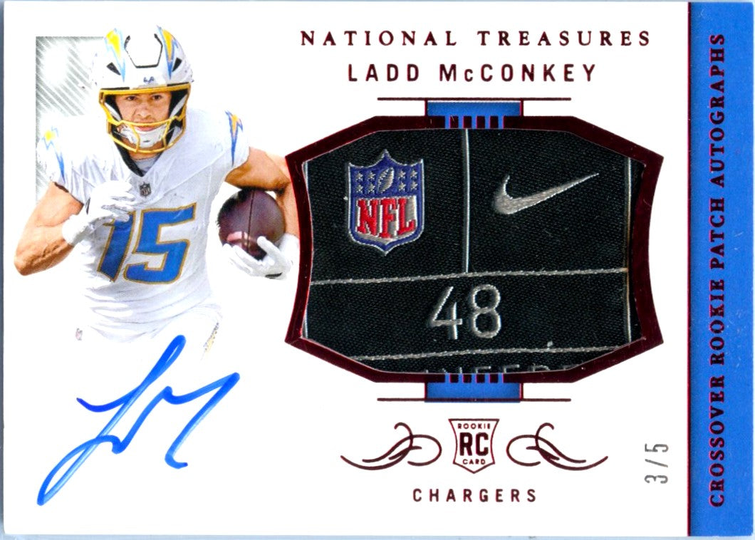Ladd Mcconkey RC 2024 National Treasures Crossover Red Laundry Tag Roo ...