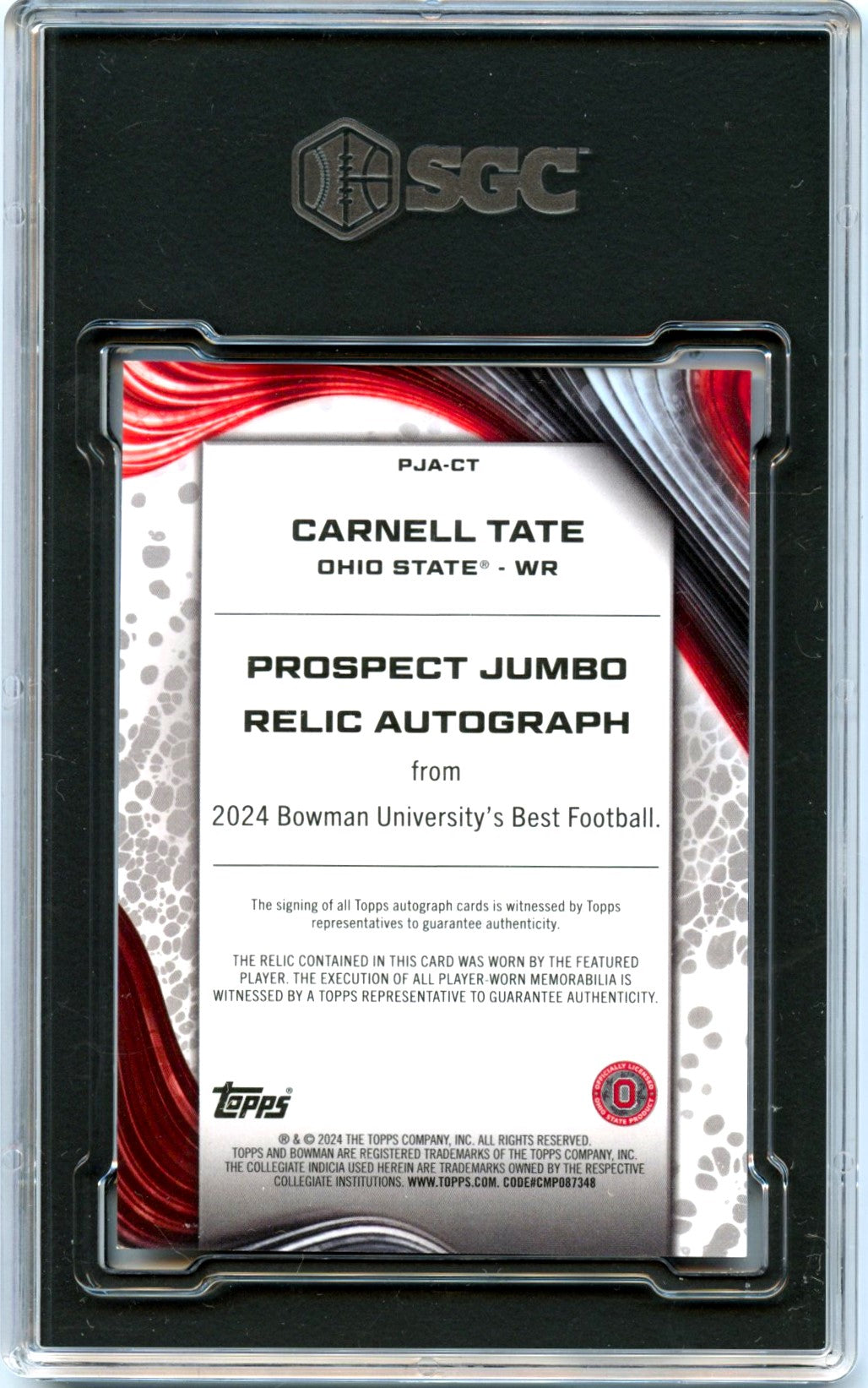 Carnell Tate RC 2024 Bowman U Best Second Honor Roll Rookie Patch Auto – CardCollector2